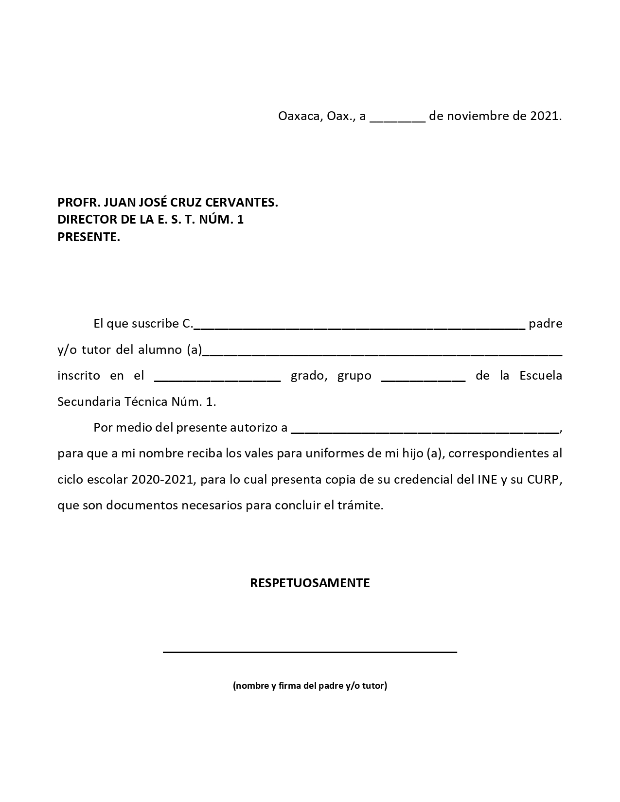 COMUNICADO A PADRES Y/O TUTORES DE ALUMNOS DE SEGUNDO Y TERCER GRADO. ENTREGA DE VALES PARA ...